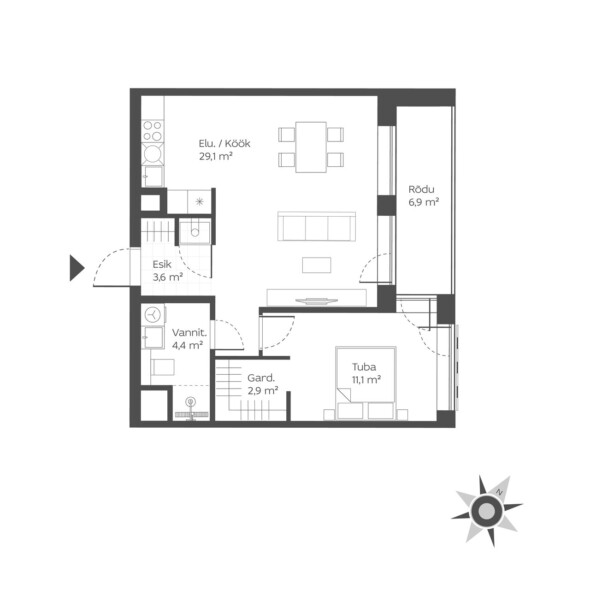 Müüa korter, 2 tuba - Lammi tn 8-30, Merimetsa, Stroomi rand, Põhja ...