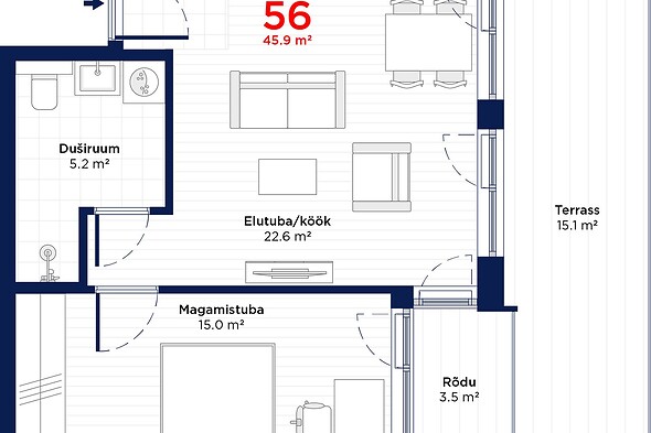 Müüa korter, 2 tuba - Allveelaeva tn 4-56, Noblessner, Põhja-Tallinn ...
